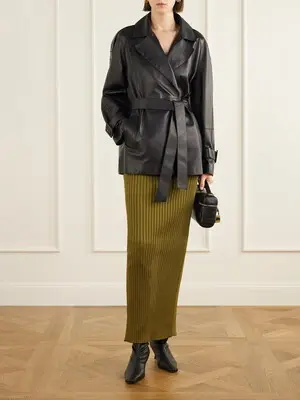 Balmain Ribbed Stretch Maxi Skirt - Green