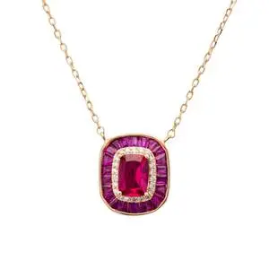 LATELITA Gold / Red / White Great Gatsby Ruby Pendant Necklace Gold