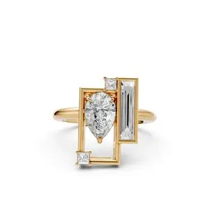 AYA FINE JEWELRY Sloane Pear Cut Geometric Engagement Ring In Gold - Yellow
