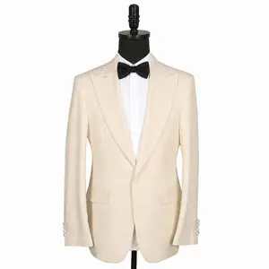 DAVID WEJ Neutrals Alfredo Single Breasted Peak Lapel Blazer In Ivory - White