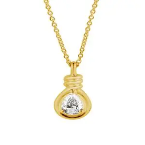 ARTISAN Gold / White 14k Yellow Gold Pear-shaped Diamond Twisted Bail Pendant Necklace - Gold/white