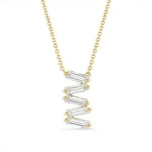 ARTISAN Gold / White 14k Yellow Gold Baguette Diamond Zigzag Pendant Necklace - Gold/white