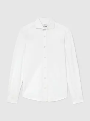 REISS Monaco R-flex Cotton-blend Stretch Jersey Shirt Slim-fit - White