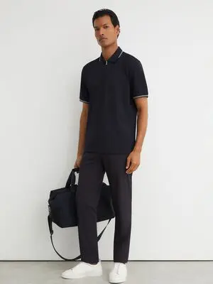 REISS Vale R-flex Half-zip Polo Shirt - Navy
