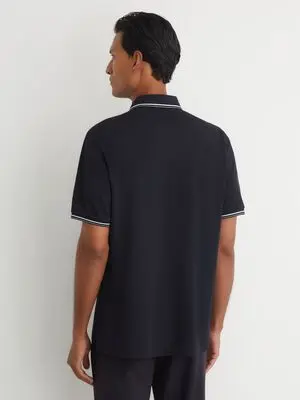 REISS Vale R-flex Half-zip Polo Shirt - Navy