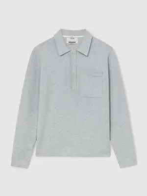 REISS Gorbridge R-flex Half-zip Knitted Polo Jumper