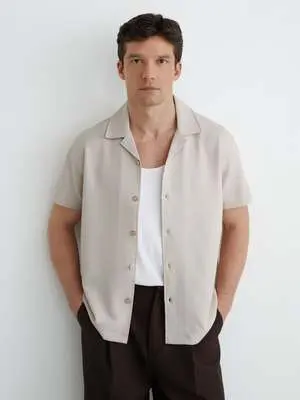 REISS Warwick Textured Cuban-collar Shirt