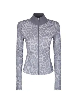 Adidas By Stella McCartney Leopard Print Zipped Sweatshirt - Grey