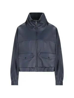 Loewe Leather Zip-up Jacket With Stand Collar