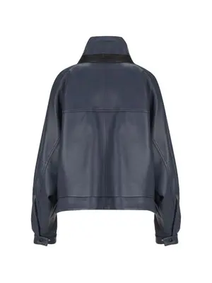 Loewe Leather Zip-up Jacket With Stand Collar