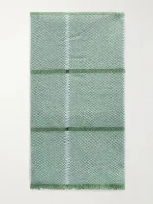 GOD'S TRUE CASHMERE Fringed Striped Cashmere Scarf - Green