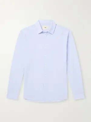 Folk Striped Seersucker Cotton Shirt - Blue