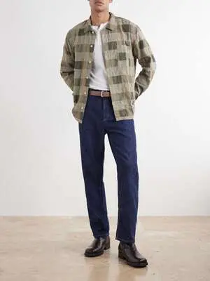 Folk Patch Checked Cotton-blend Seersucker Shirt