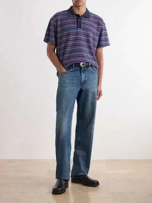 Rag & Bone Striped Cotton-piqué Polo Shirt