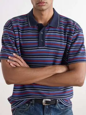 Rag & Bone Striped Cotton-piqué Polo Shirt