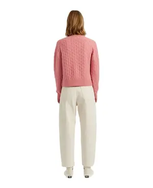 Chinti & Parker Pure Cashmere Cable Knit Crew Neck Cardigan