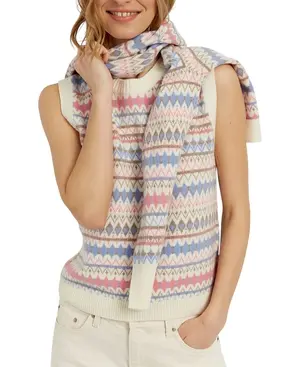 Chinti & Parker Fair Isle Wool Cashmere V-neck Tank - Cream