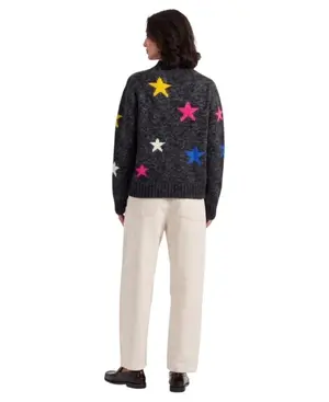 Chinti & Parker Wool-cashmere Blend Star Roll Neck Sweater - Black