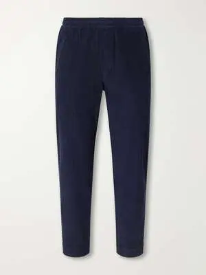 Folk Drawcord Assembly Straight-leg Brushed Cotton Trousers - Navy
