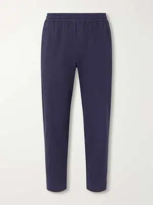 Folk Drawcord Assembly Straight-leg Brushed Cotton Trousers - Navy