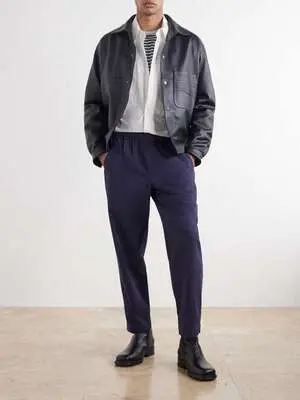 Folk Drawcord Assembly Straight-leg Brushed Cotton Trousers