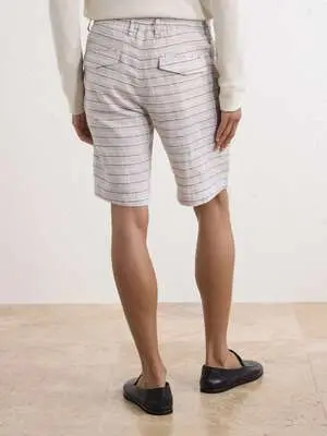 Eleventy Straight-leg Striped Drawstring Linen Shorts