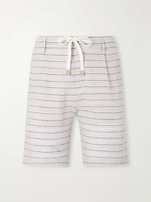 Eleventy Straight-leg Striped Linen Shorts - Neutrals