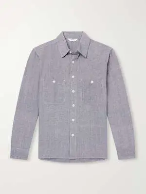 3sixteen Utility Cotton And Silk-blend Chambray Shirt - Gray