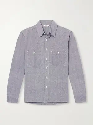 3sixteen Utility Cotton And Silk-blend Chambray Shirt - Gray