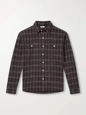 3sixteen Utility Checked Cotton-flannel Shirt - Brown