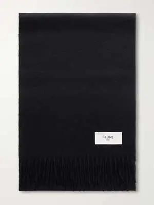 Celine Logo-appliquéd Fringed Cashmere Scarf