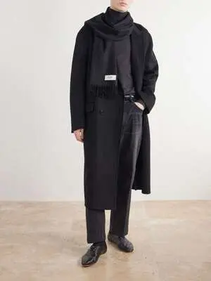 Celine Logo-appliquéd Fringed Cashmere Scarf