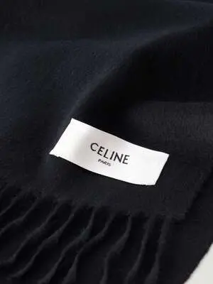 Celine Logo-appliquéd Fringed Cashmere Scarf