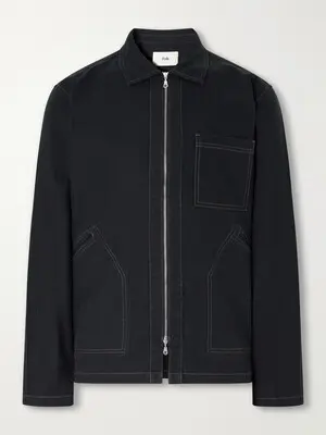 Folk Cotton-twill Zip-up Overshirt - Black