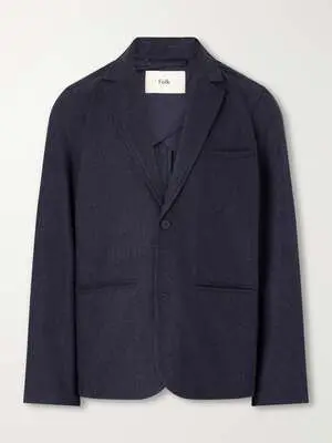 Folk Assembly Mélange Wool-blend Suit Jacket - Navy