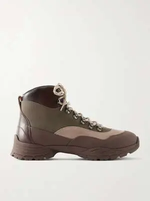 Brunello Cucinelli Paneled Suede And Leather-trimmed Rubber Hiking Boots