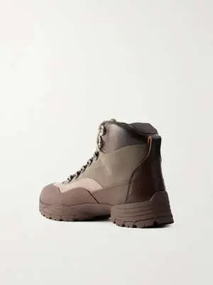 Brunello Cucinelli Paneled Suede And Leather-trimmed Rubber Hiking Boots