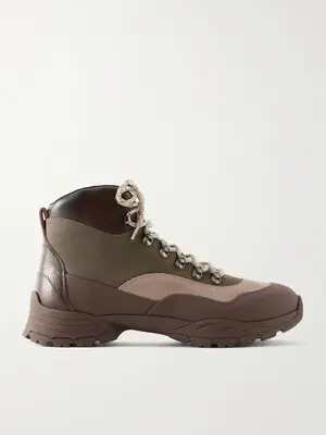 Brunello Cucinelli Paneled Suede And Leather-trimmed Rubber Hiking Boots - Brown