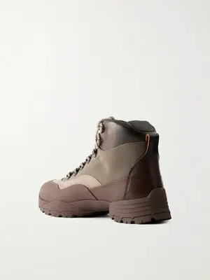 Brunello Cucinelli Paneled Suede Leather Hiking Boots