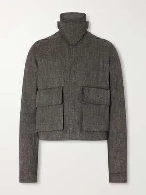 Rick Owens Tower Alice Mélange Wool Bomber Jacket - Gray