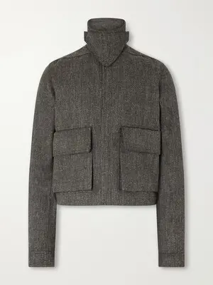 Rick Owens Tower Alice Mélange Wool Bomber Jacket - Gray
