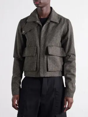 Rick Owens Tower Alice Mélange Wool Bomber Jacket - Gray