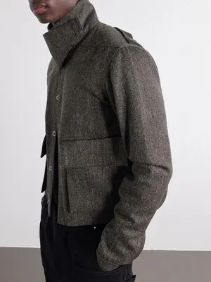 Rick Owens Tower Alice Mélange Wool Bomber Jacket - Gray