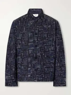 Folk Assembly Jacquard Cotton-blend Jacket - Blue