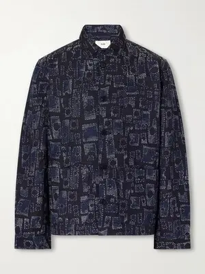 Folk Assembly Jacquard Cotton-blend Jacket - Blue