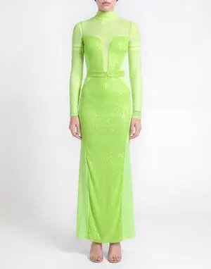 Elisabetta Franchi Maxi Dress Lime Size Polyamide, Elastane