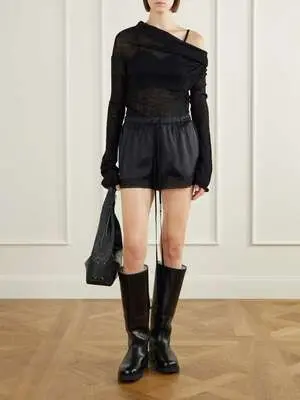 ANN DEMEULEMEESTER Anda Lace-trimmed Silk-satin Shorts