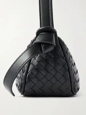Bottega Veneta Intrecciato 19 Leather Shoulder Bag - Black