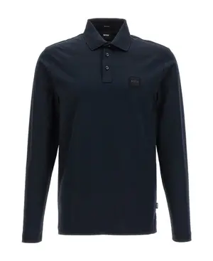 Hugo Boss Logo Patch Long-sleeved Polo Shirt - Black