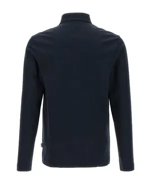 Hugo Boss Logo Patch Long-sleeved Polo Shirt - Black